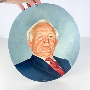 Rare Vintage Original Oil Painting Older Man Suit Tie Portrait Elmo ...