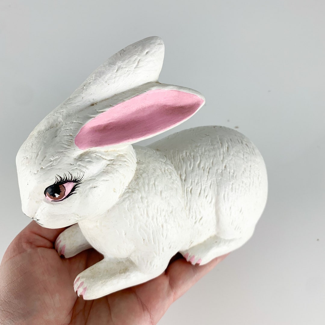 Vintage Mid Century Bunny Rabbit Ceramic Pottery Easter Decor White ...