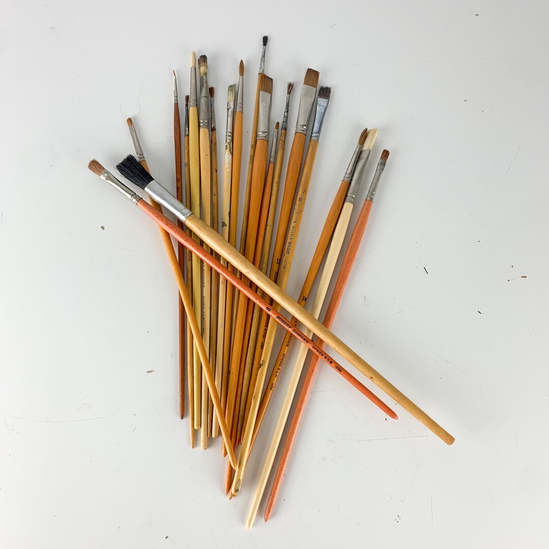 Mixed Lot of 19 Vintage Robert Simmons Used Artist Paint Brushes Mid ...
