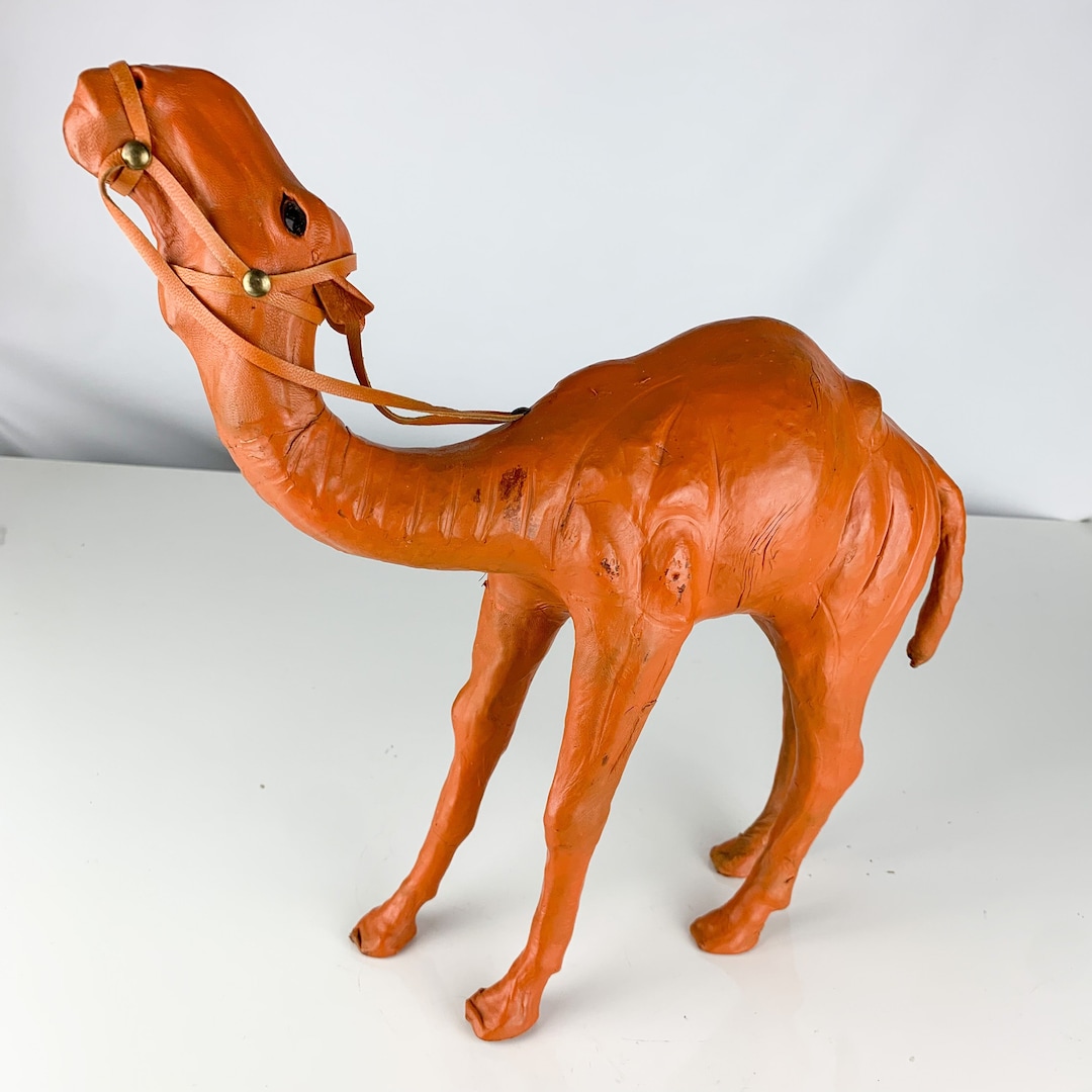 Vintage Leather Wrapped Dromedary Camel Figure Saddles Egypt Nativity ...