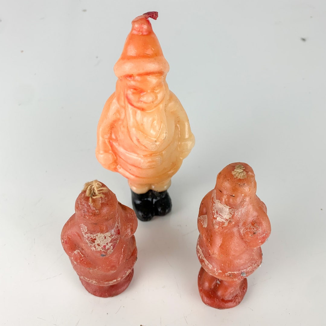 Vintage Old Antique Christmas Santa Wax Candles Primitive Unburned ...