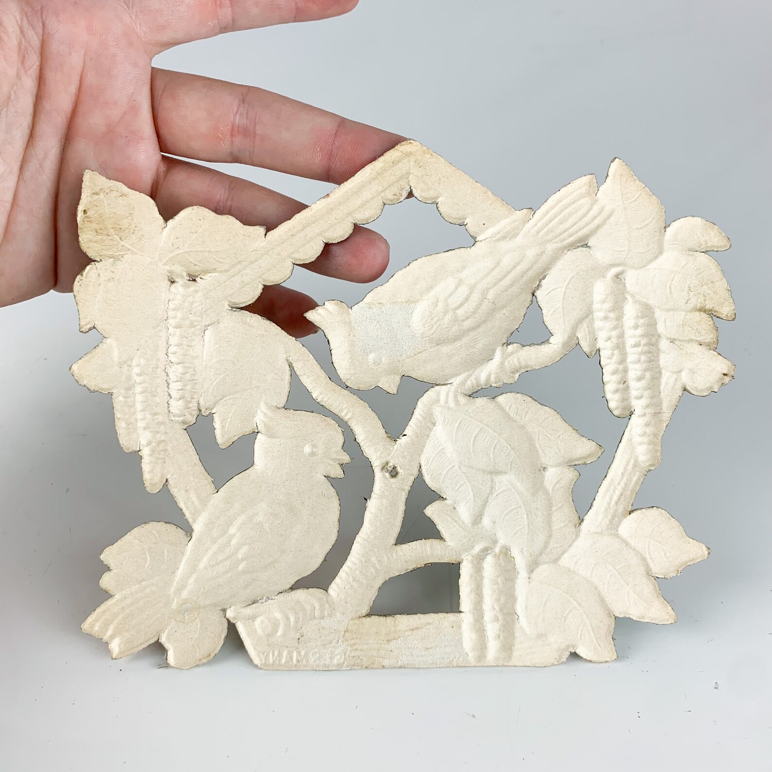Vintage German Die Cut Birds Finches Embossed Cardboard Primitive Wall ...