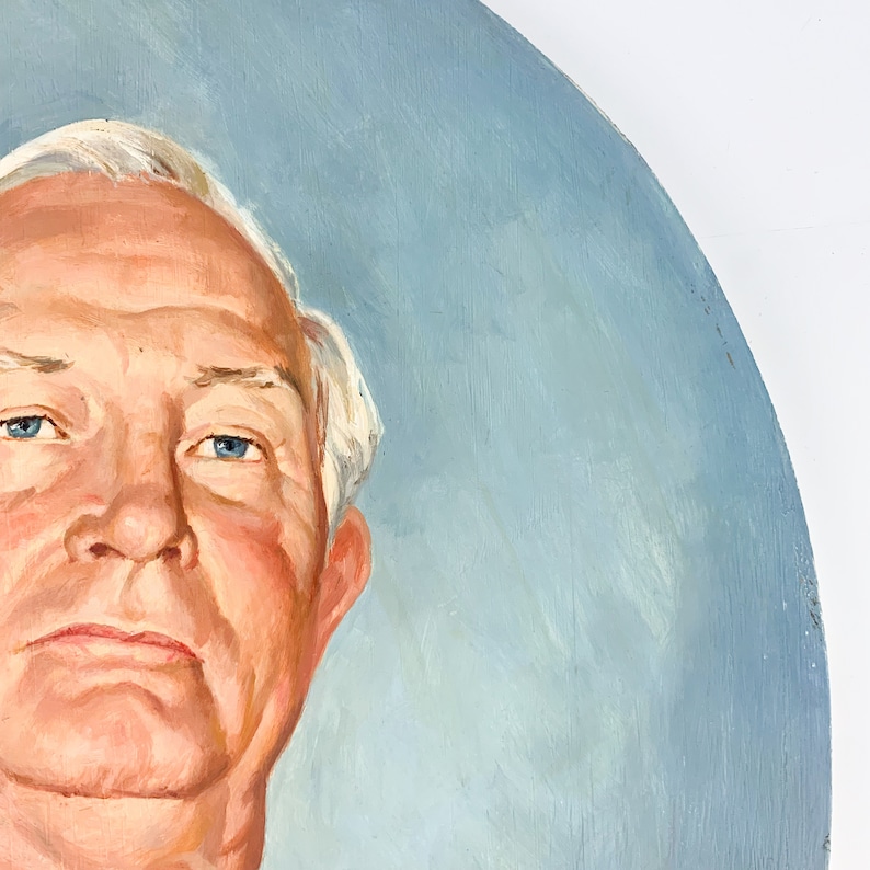Rare Vintage Original Oil Painting Older Man Suit Tie Portrait Elmo ...