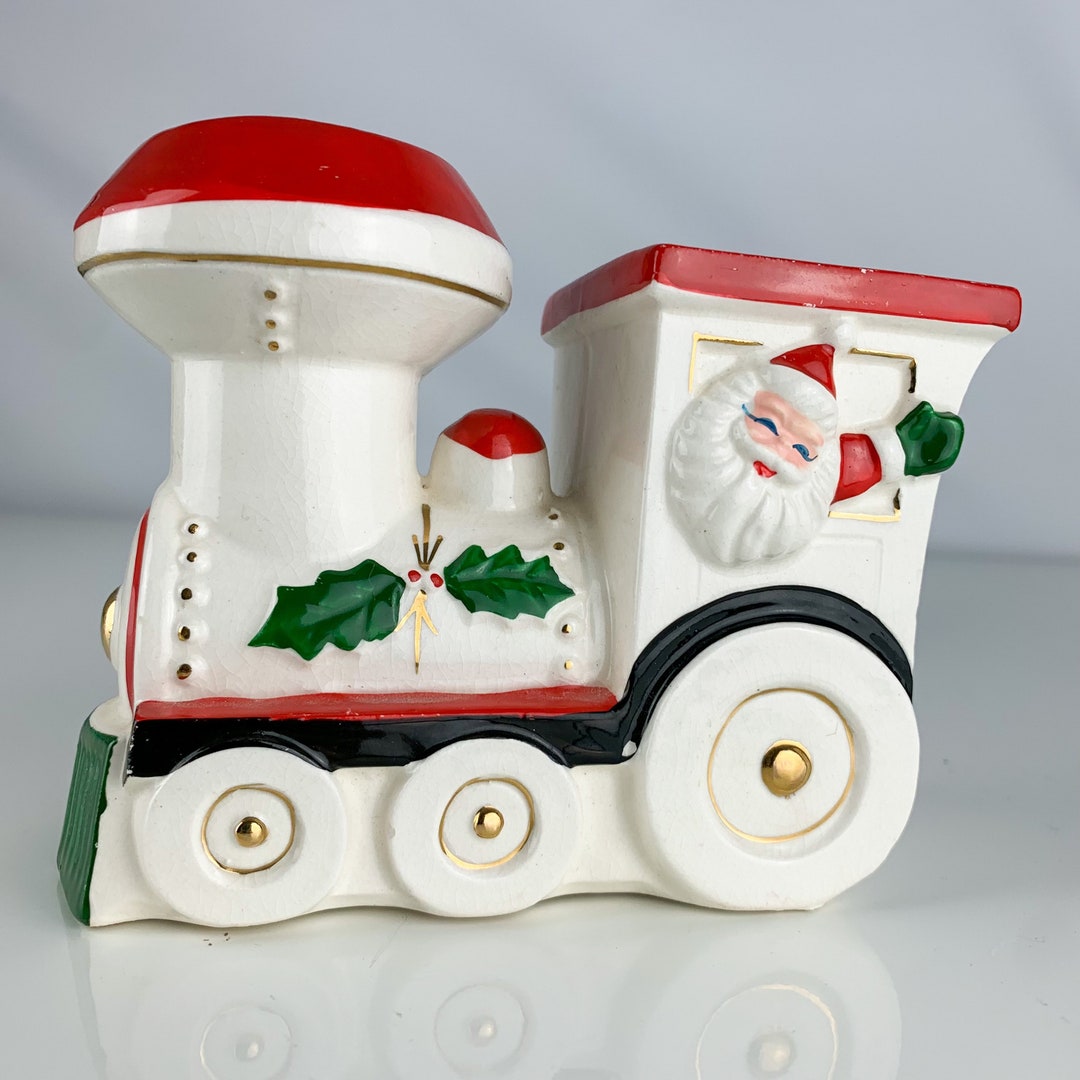 VINTAGE 1960s Ceramic Kitschy Mid Century Modern Santa & Elf Ceramic ...