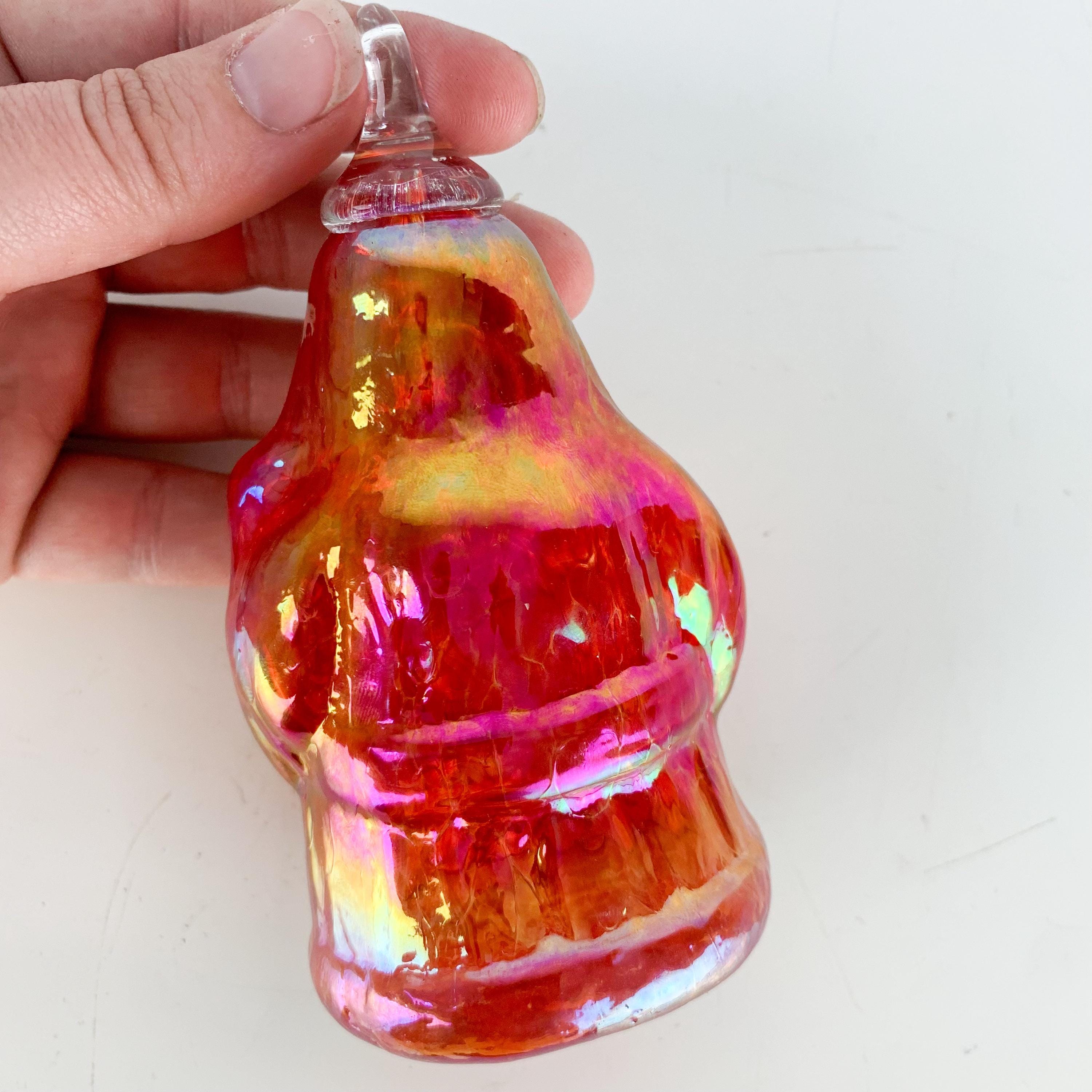 Vintage Handblown Glass Iridescent Pink Orange Santa Claus Chrismtas ...