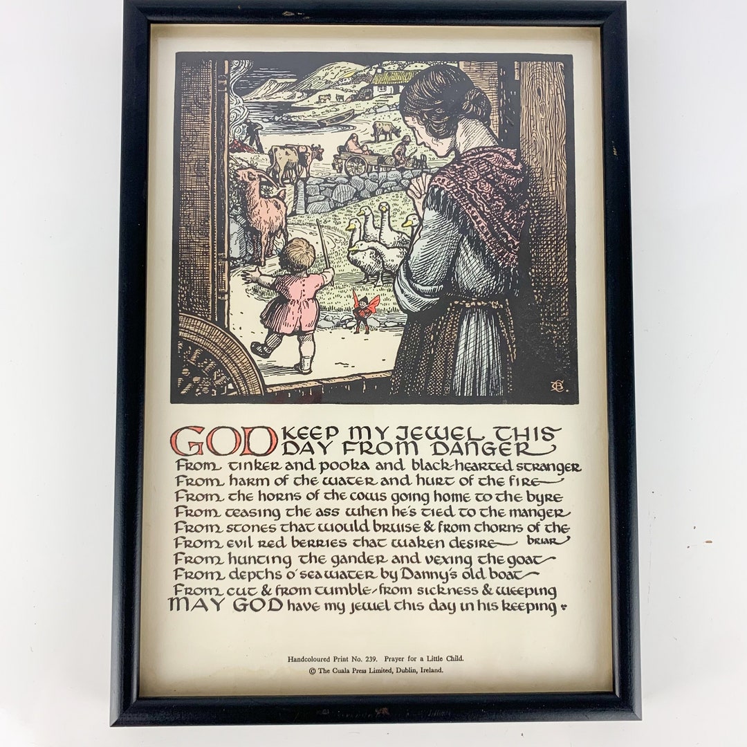 Vintage Cuala Press Dublin Handcolored Print Prayer for Little Child ...