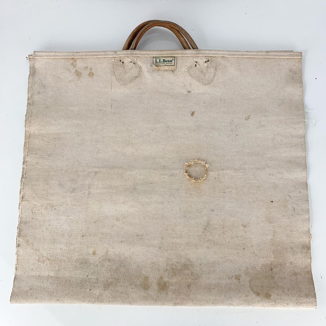 Vintage L. L. Bean Canvas Firewood Log Tote Leather Handles Sawtooth ...