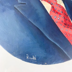 Rare Vintage Original Oil Painting Older Man Suit Tie Portrait Elmo ...