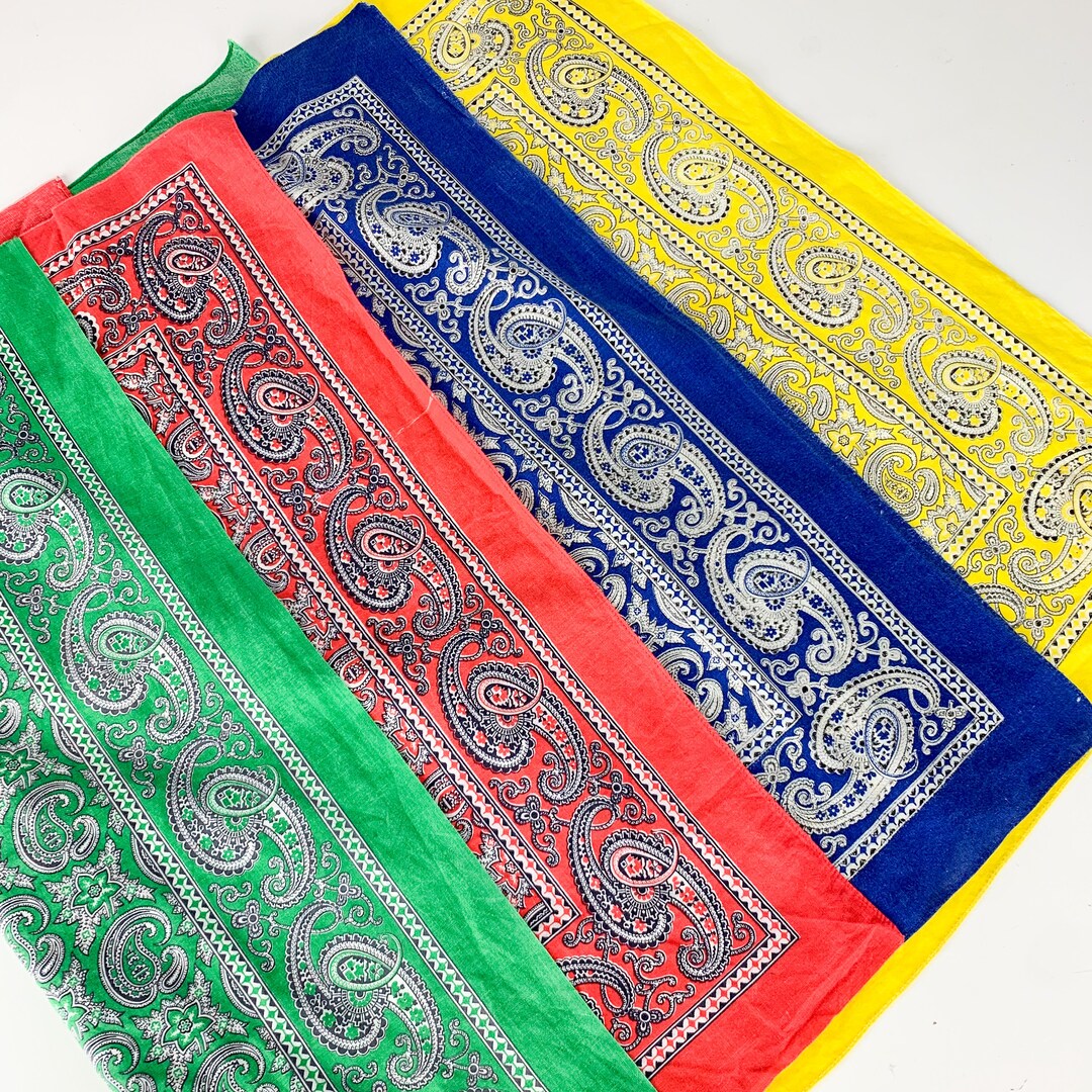 Rare Lot of 4 Vintage Paisley Pattern Bandanna Handkerchief Scarf ...