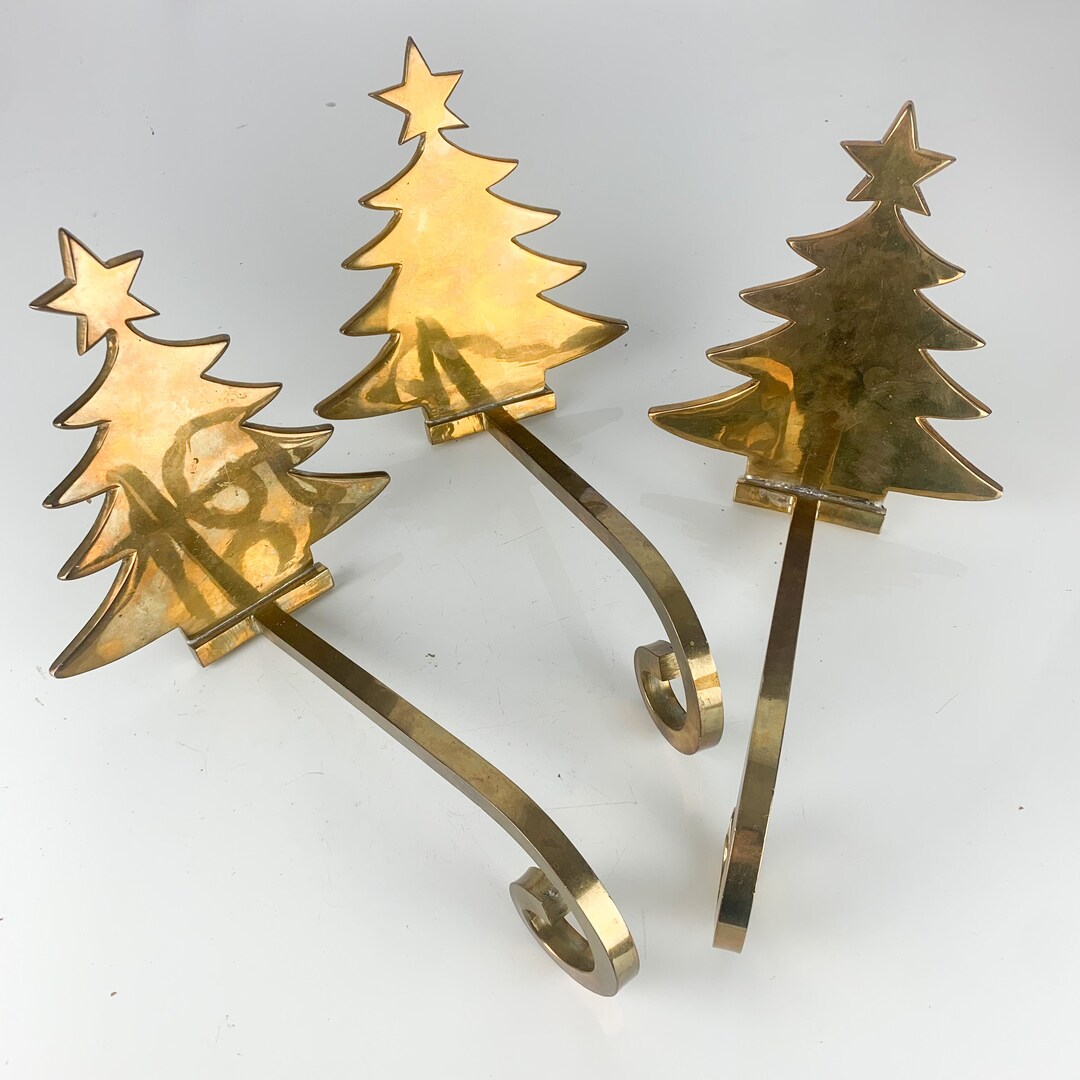 3 Vintage Solid Brass Christmas Tree Stocking Holder Long Arm Gold ... 3 Vintage Solid Brass Christmas Tree Stocking Holder Long Arm Gold ...