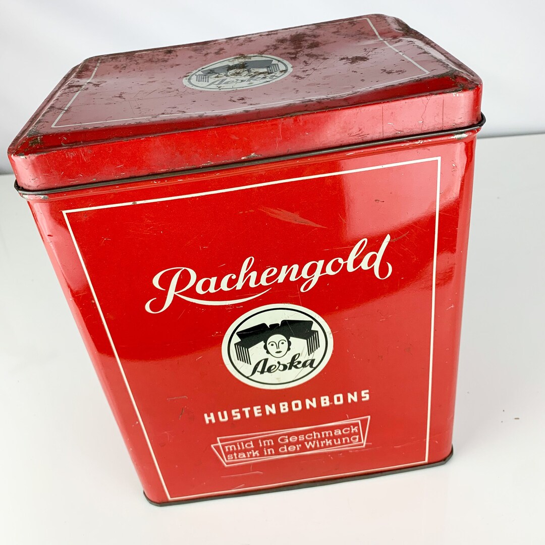 Vintage Rachengold Aeska Red Advertising Tin Bonbons Speck Germany ...