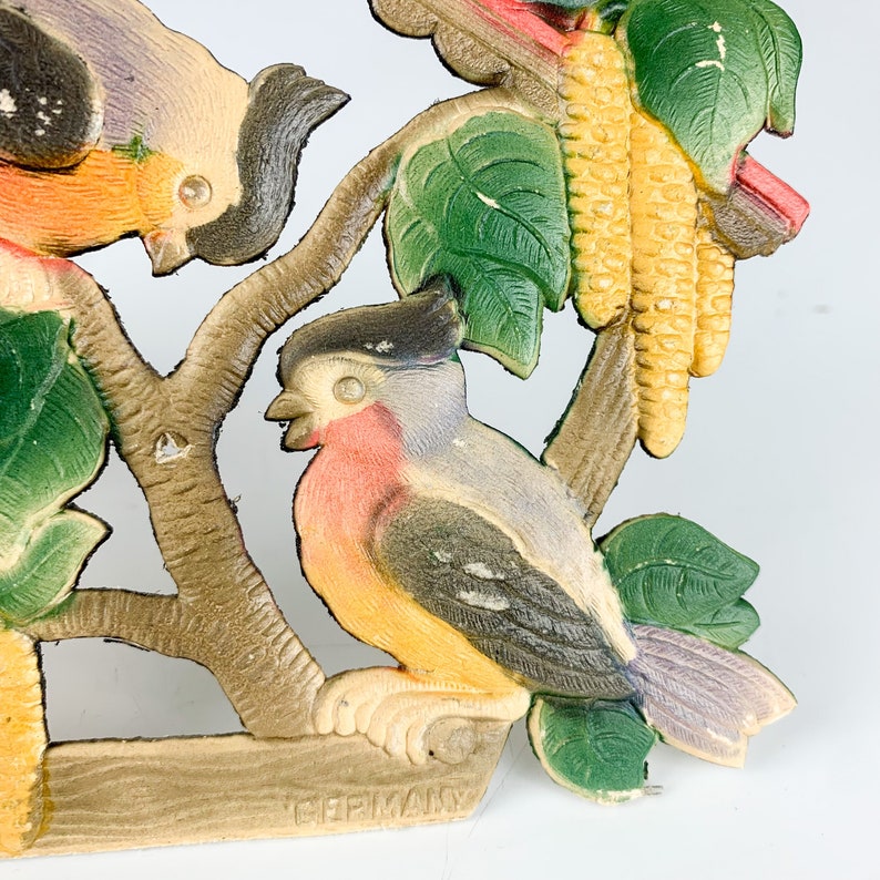 Vintage German Die Cut Birds Finches Embossed Cardboard Primitive Wall ...