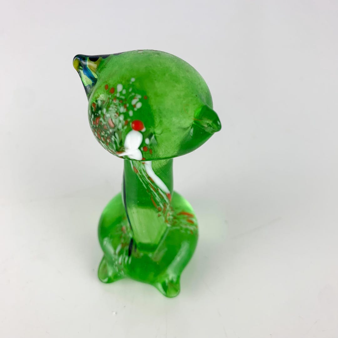 Vintage Studiolasi Finland Green Art Glass Cat Figurine Feline ...