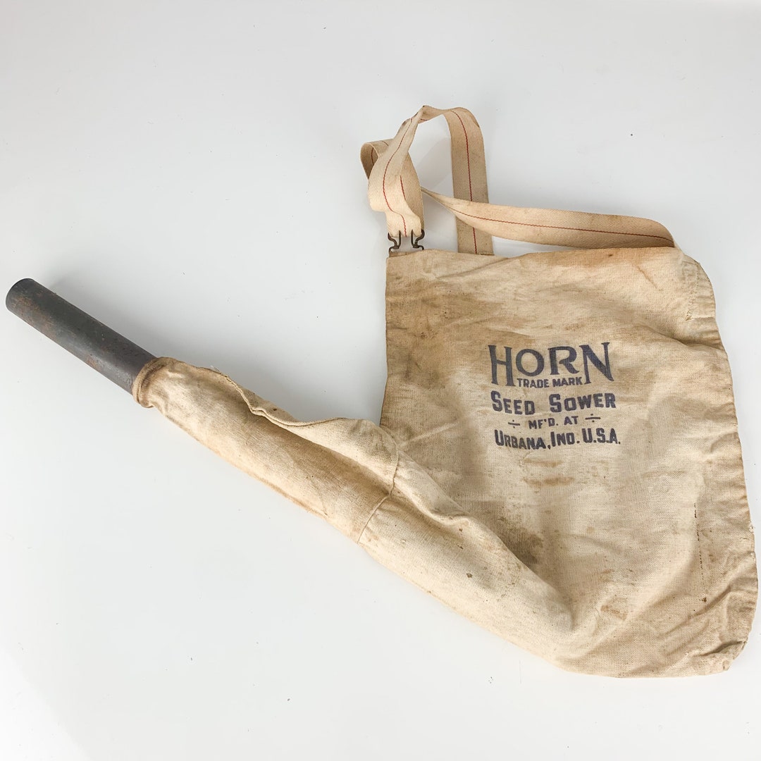 Vintage Sower Bag Horn Seed Corn Indiana Primitive Farm House Tool ...