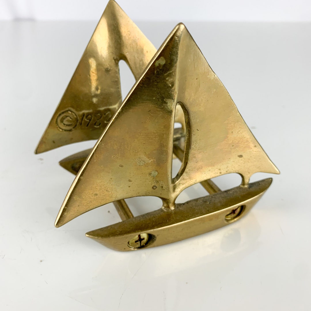 Vintage Brass Sailboat Penco Artwork 1982 3d Sculpture Nautical Ocean ...