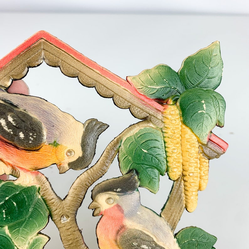 Vintage German Die Cut Birds Finches Embossed Cardboard Primitive Wall ...