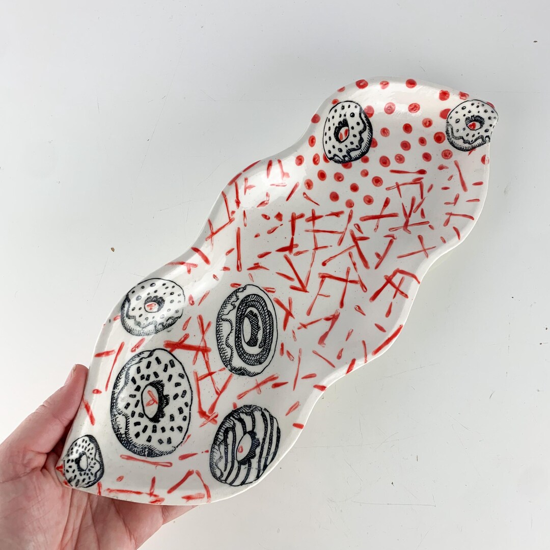 Unique Vintage Studio Art Pottery Donut Tray Pop Art Ceramics Statement ...
