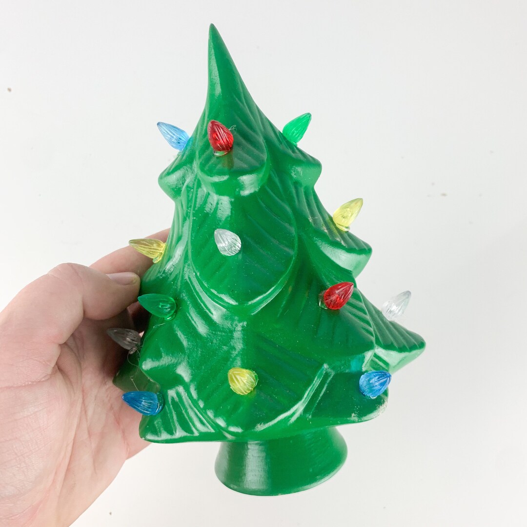 Vintage Mini Ceramic Christmas Tree Multicolor Handmade Holiday Kitschy ...