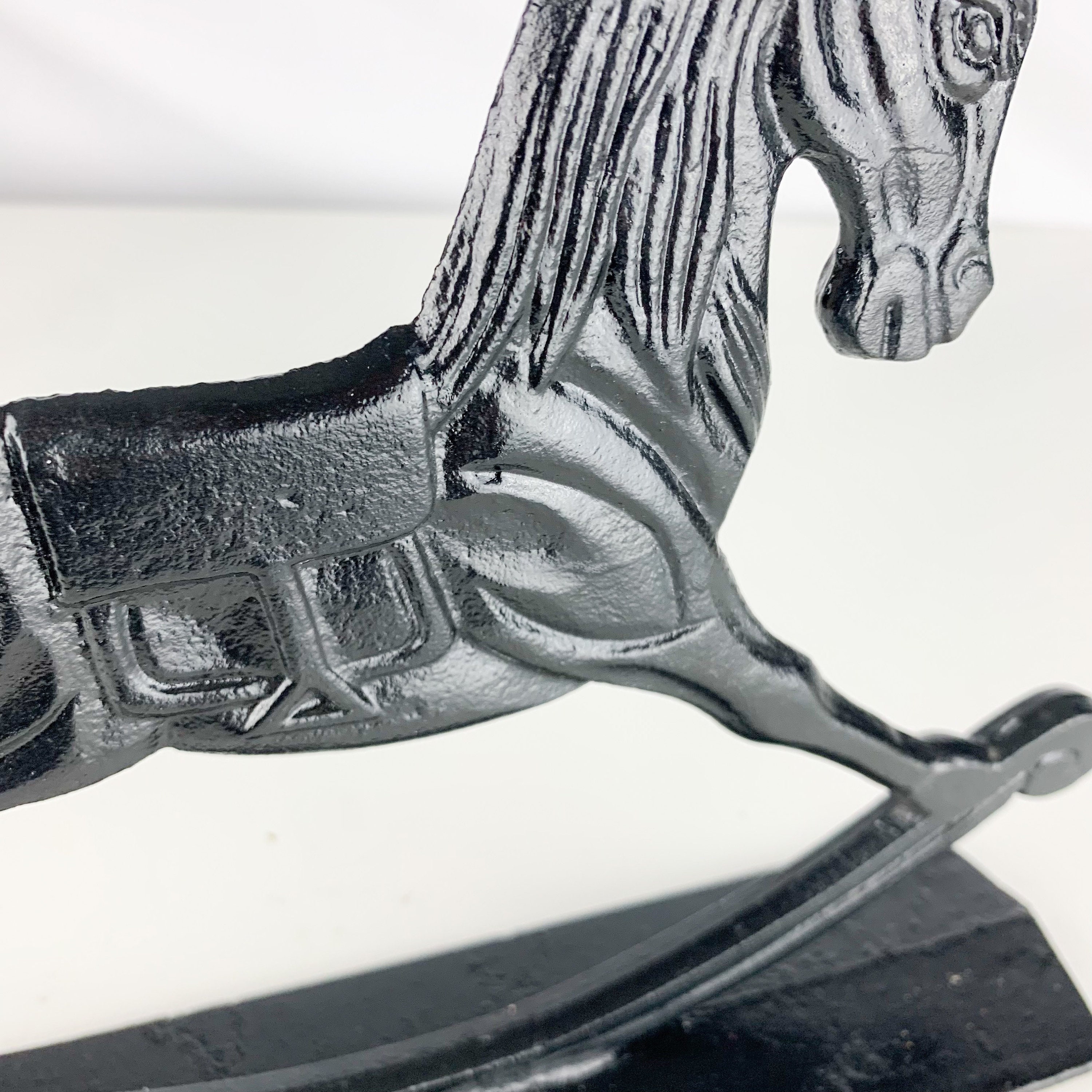 Vintage Cast Iron Rocking Horse Door Stop Black Primitive - Etsy