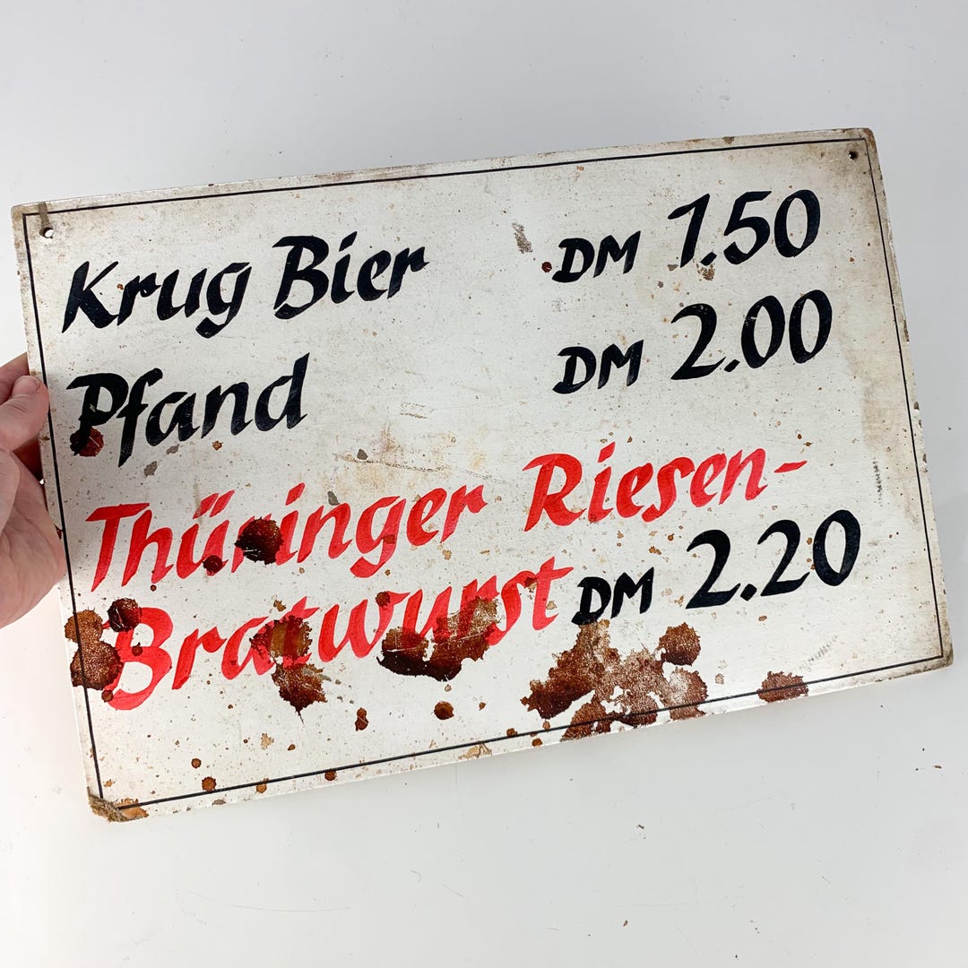 Vintage Hand Painted German Bier Beer Bratwurst Pfand Sign for Sale on ...