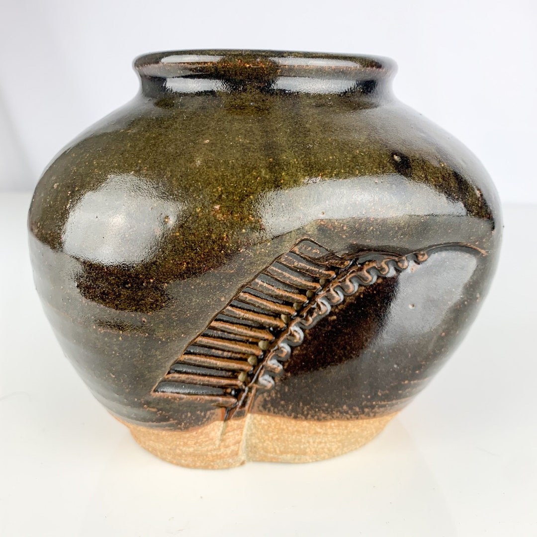 Vintage Brown Textured Studio Art Pottery Vase Artist Signed Mid ...