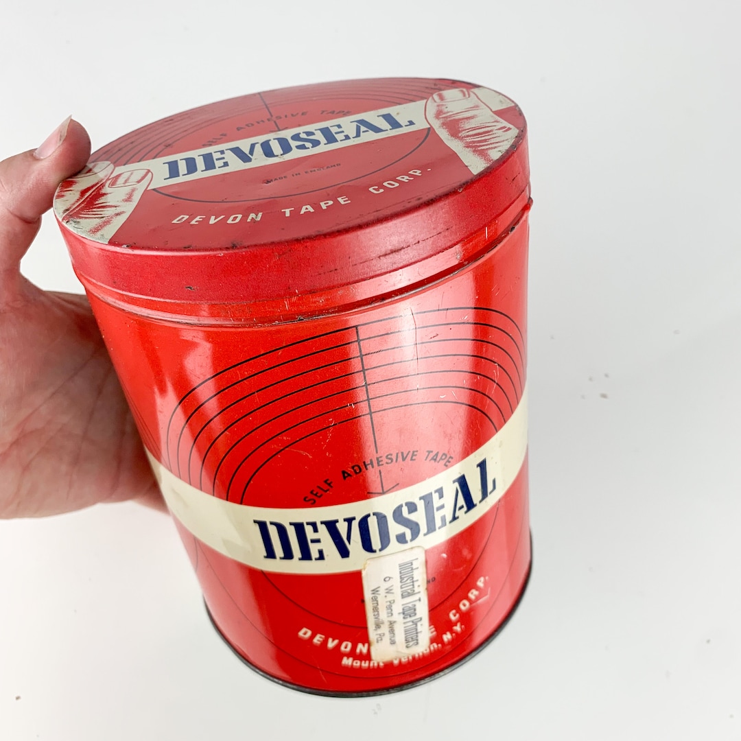 Vintage Tape Advertising Tin Devoseal Devon Tape Corp England Patriotic ...