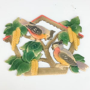 Vintage German Die Cut Birds Finches Embossed Cardboard Primitive Wall ...