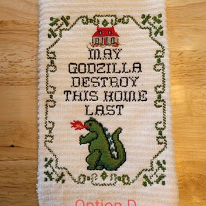May Godzilla Destroy This Home Last Embroidered Kitchen Towel | Etsy