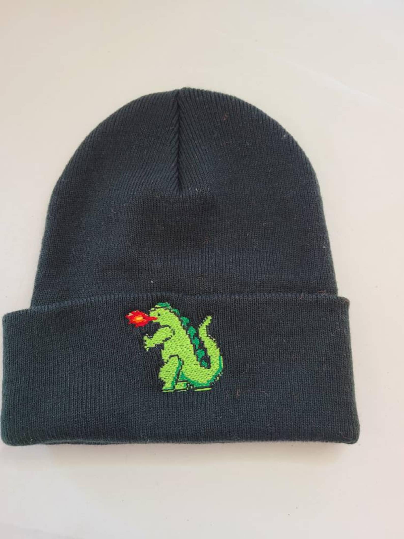 Embroidered 8 Bit Godzilla Beanie Hat Made in the USA - Etsy