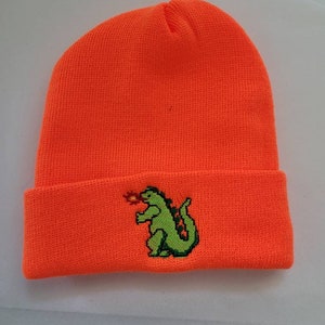 Embroidered 8 Bit Godzilla Beanie Hat Made in the USA - Etsy