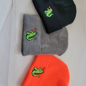 Embroidered 8 Bit Godzilla Beanie Hat Made in the USA - Etsy