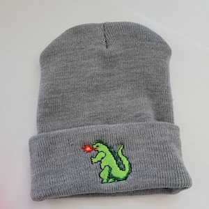 Embroidered 8 Bit Godzilla Beanie Hat Made in the USA - Etsy