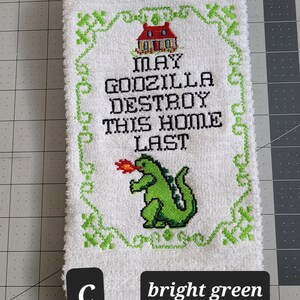May Godzilla Destroy This Home Last Embroidered Kitchen Towel 100% ...