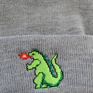 Embroidered 8 Bit Godzilla Beanie Hat Made in the USA - Etsy