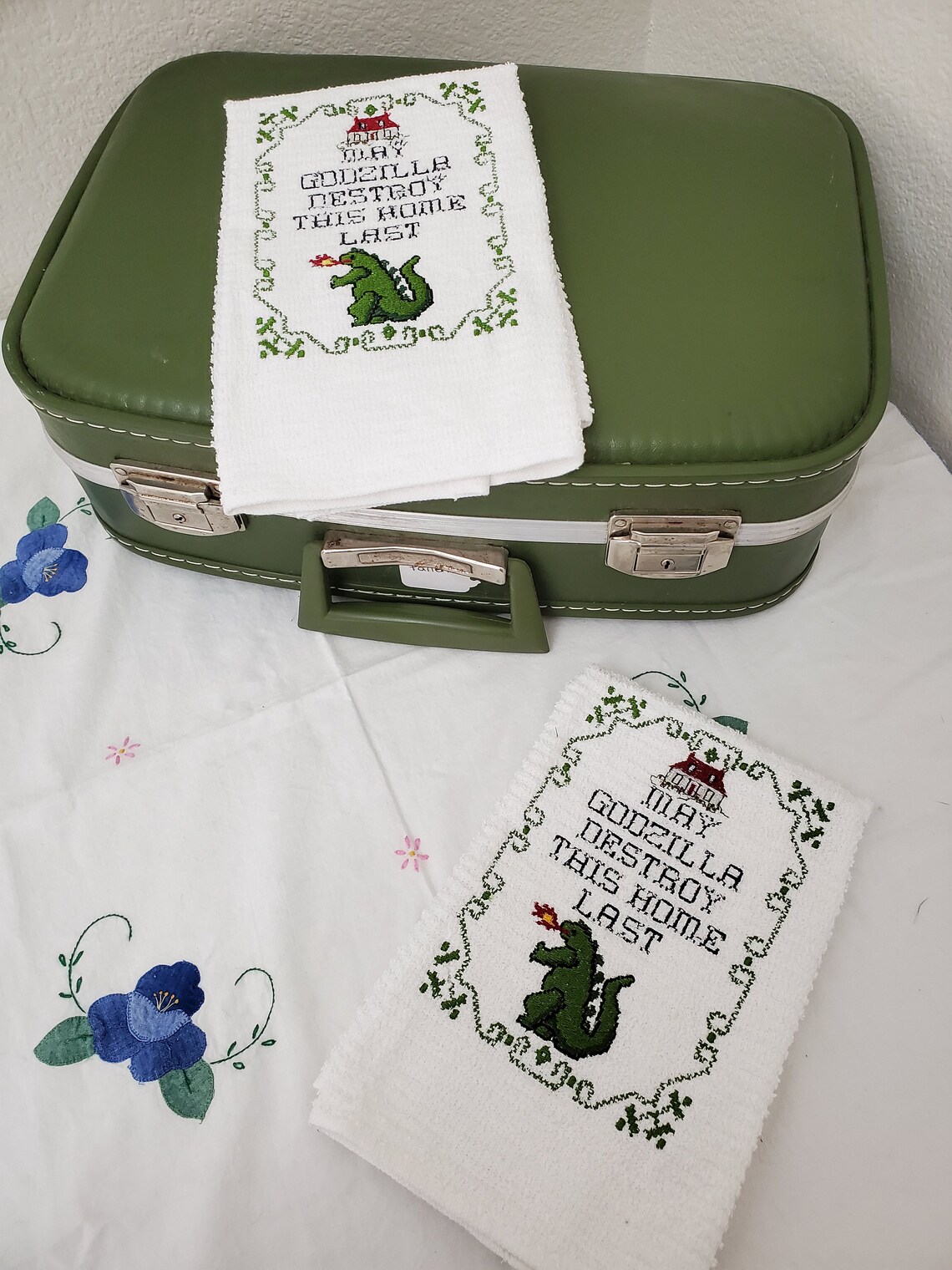 May Godzilla Destroy This Home Last Embroidered Kitchen Towel - Etsy