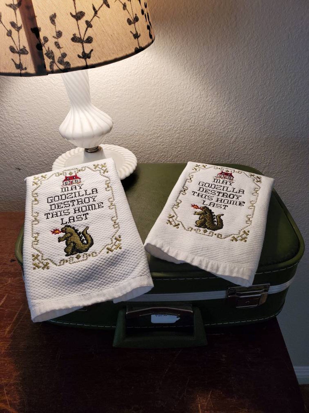 May Godzilla Destroy This Home Last Embroidered Kitchen Towel - Etsy