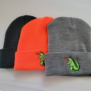 Embroidered 8 Bit Godzilla Beanie Hat Made in the USA - Etsy
