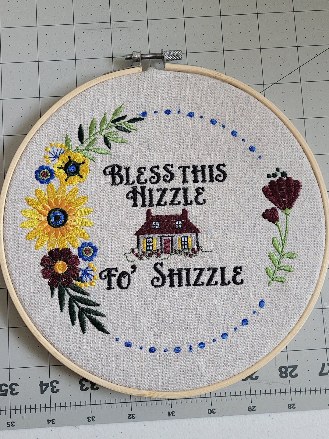 Embroidered 8 Inch Hooped Wall Art Bless Thos Hizzle - Etsy