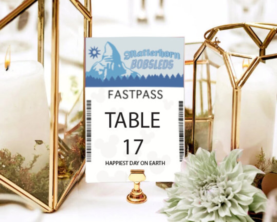Printable Theme Park Wedding Table Number Fillable Templates: Digital ...