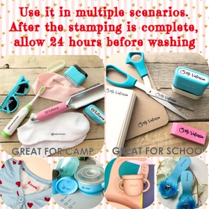 Kids Clothing Labels Stamp and Fabric Ink for Daycare or Camp, Kids ...