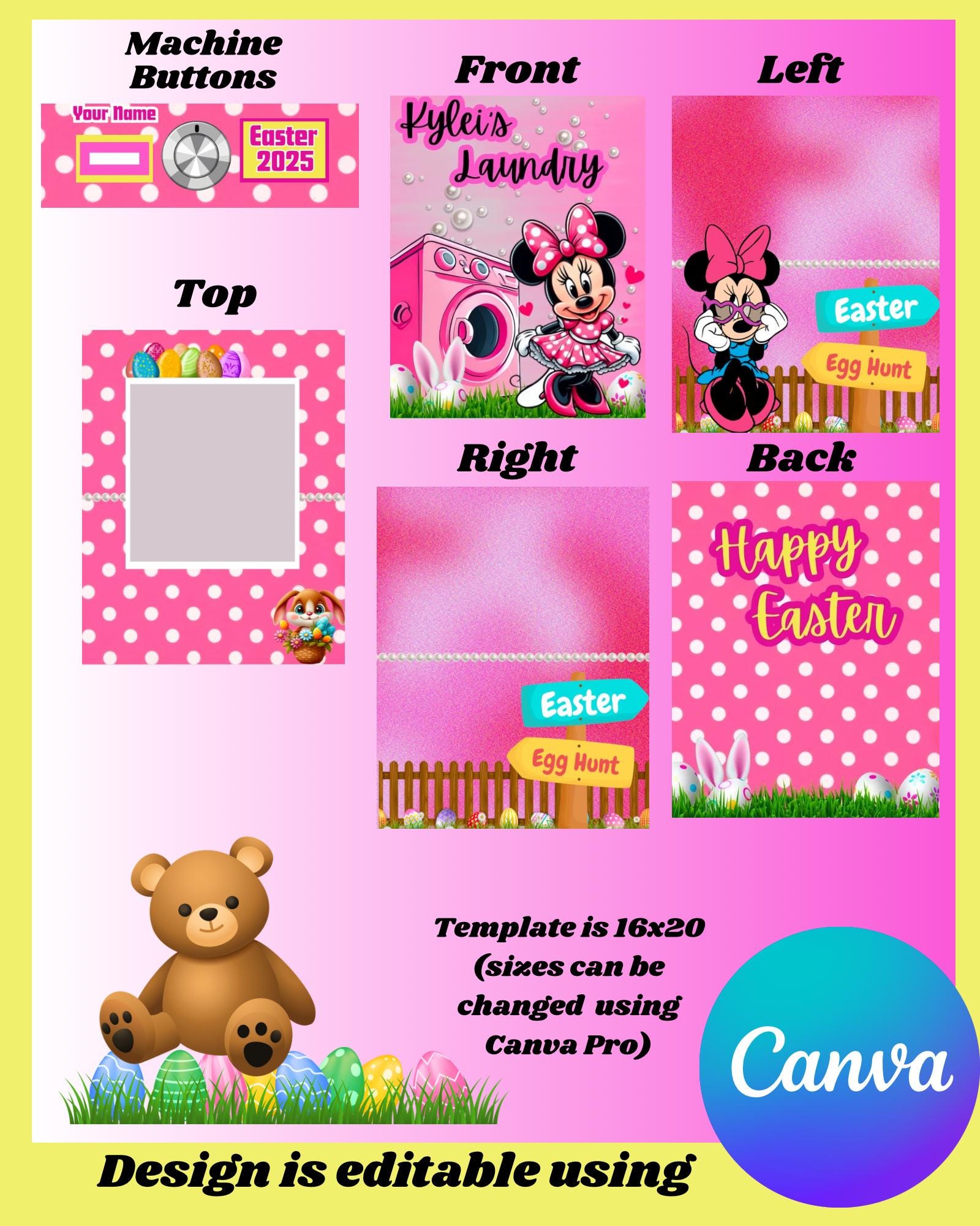 Minnie Mouse EASTER Laundry WASHER Machine 16x20, Vending Machine ...