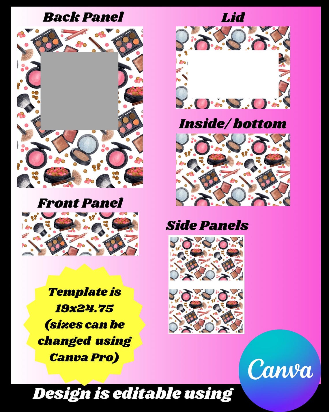 Vanity Table Gift Box Template Canva Frame | Vanity Template Gift Box ...