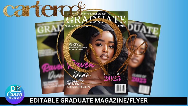 7 Graduation Magazine Templates Editable in Canva, 2025 Graduation Fan ...