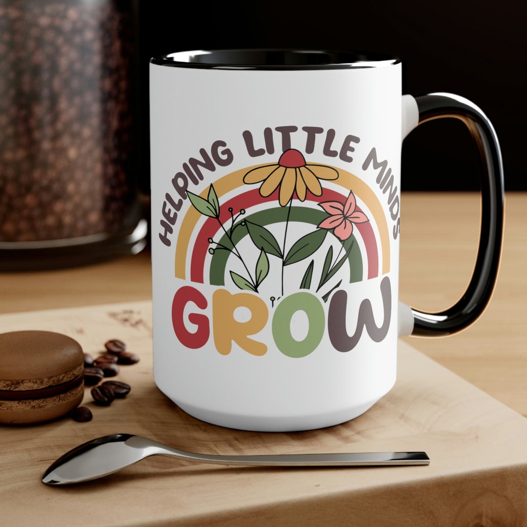 Retro Teacher Coffee Mug, Helping Little Minds Grow Mug, 100 Days of ...