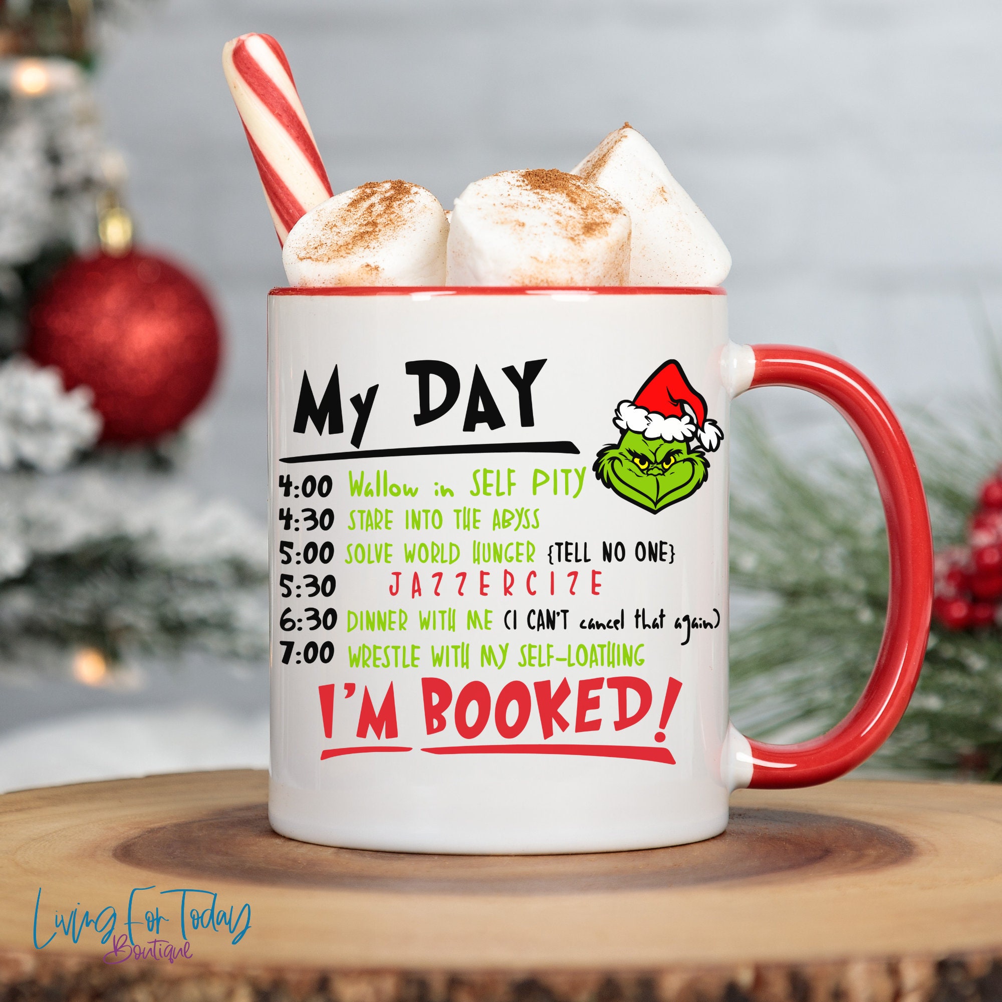 Grinch Christmas Mug My Day Grinch Mug Im Booked Grinch - Etsy
