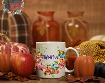 Thankful Fall Coffee Mug Autumn Harvest Custom - Etsy