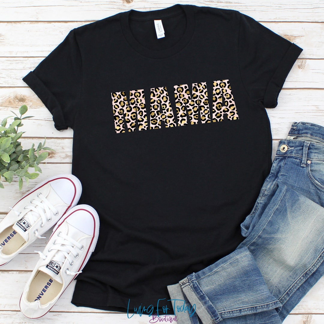 Mama Leopard Shirt Mom Tee Mom T-shirt Cute Mom Tee Loose Unisex Fit ...