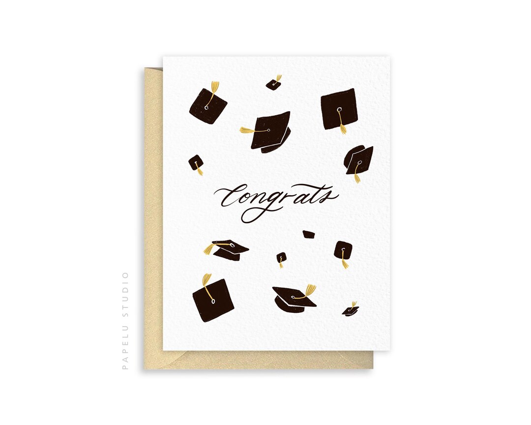 Congratulations Greeting Card Grad Hats Congrats CON007 - Etsy