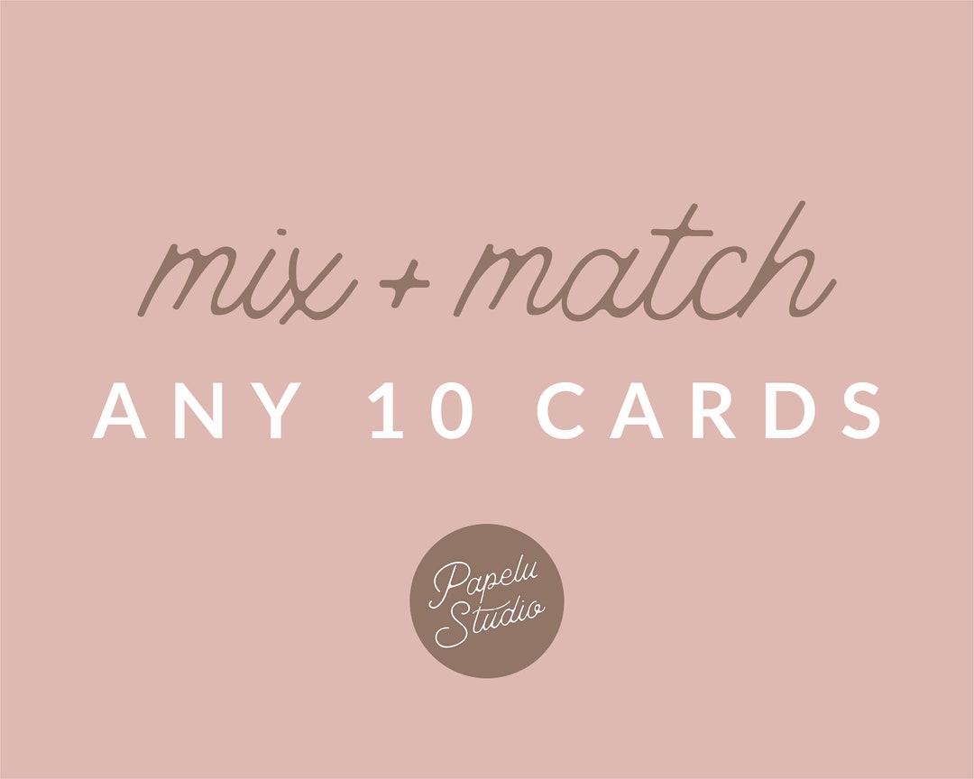 Mix and Match Any 10 Cards Greeting Card Set, Greeting Card Pack, Any ...