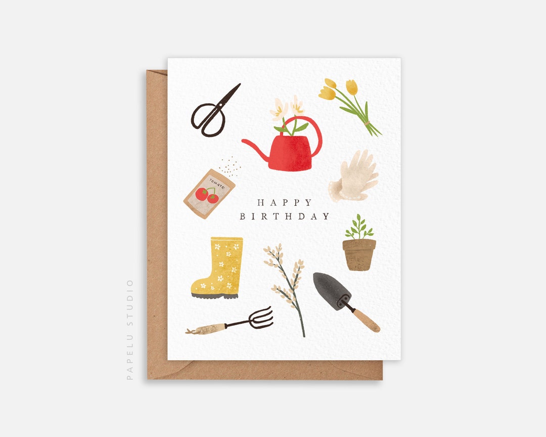 Birthday Greeting Card Happy Gardening Birthday BIR018 - Etsy